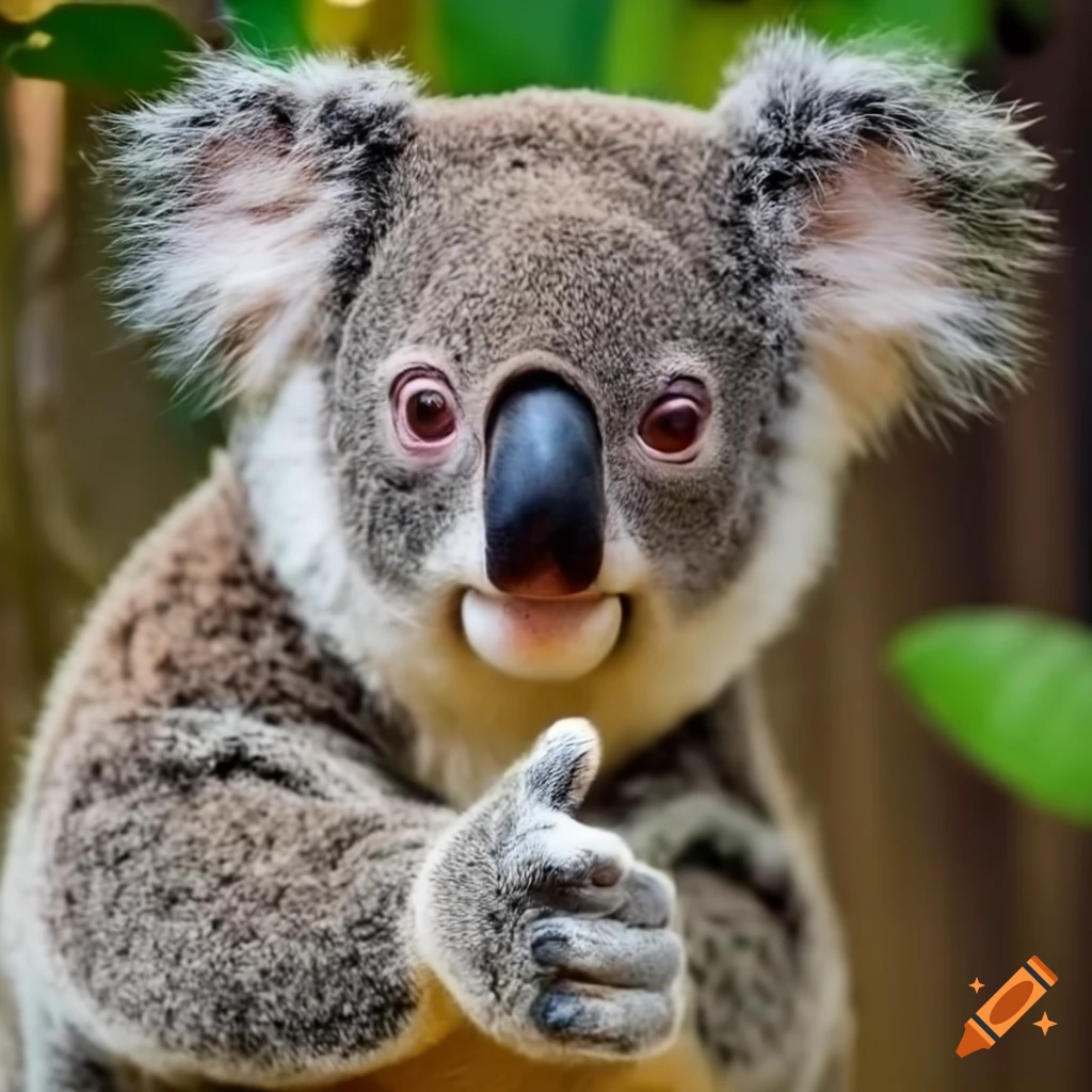 Koala giving thumbs up on Craiyon