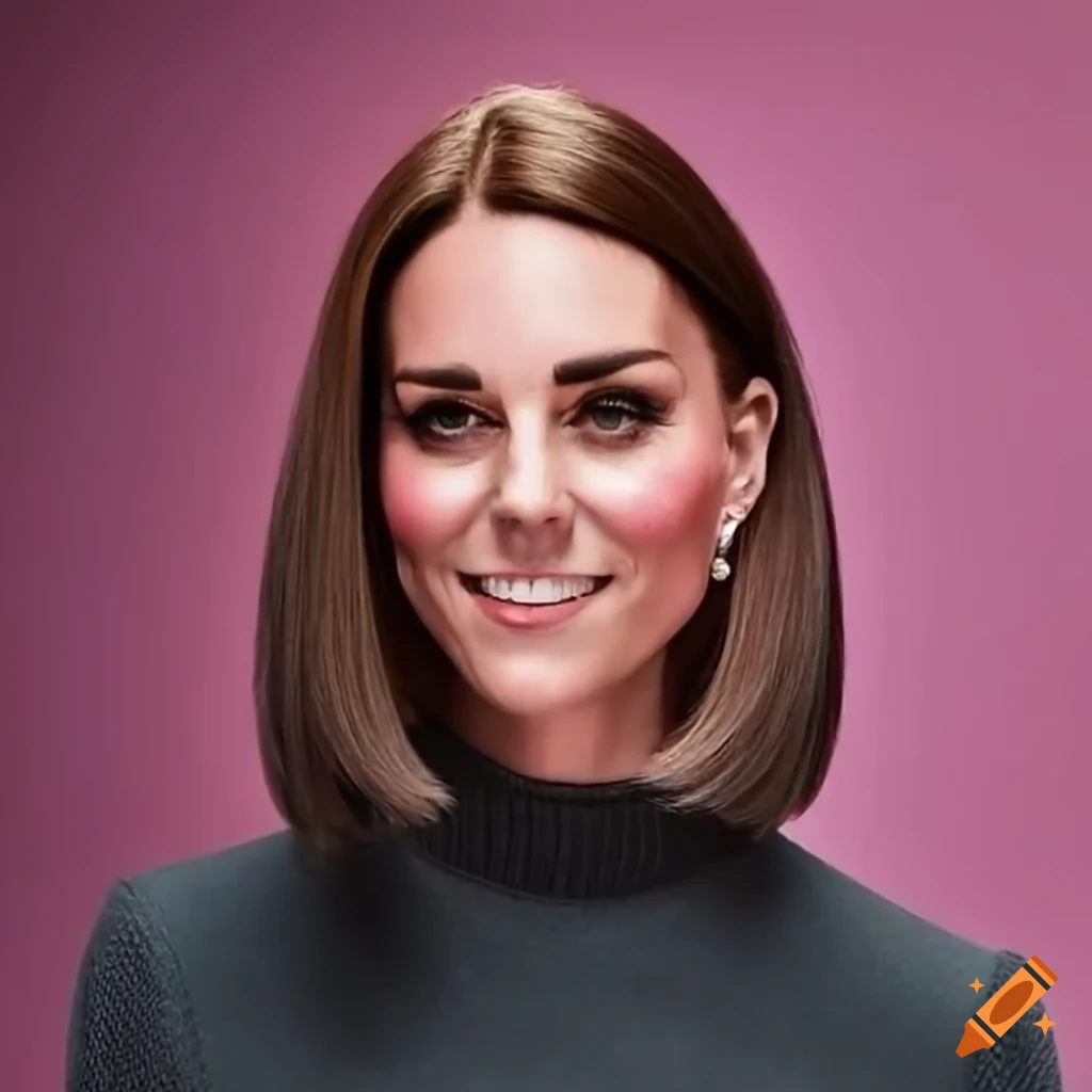 Kate middleton with straight bob haircut in black turtleneck sweater on ...