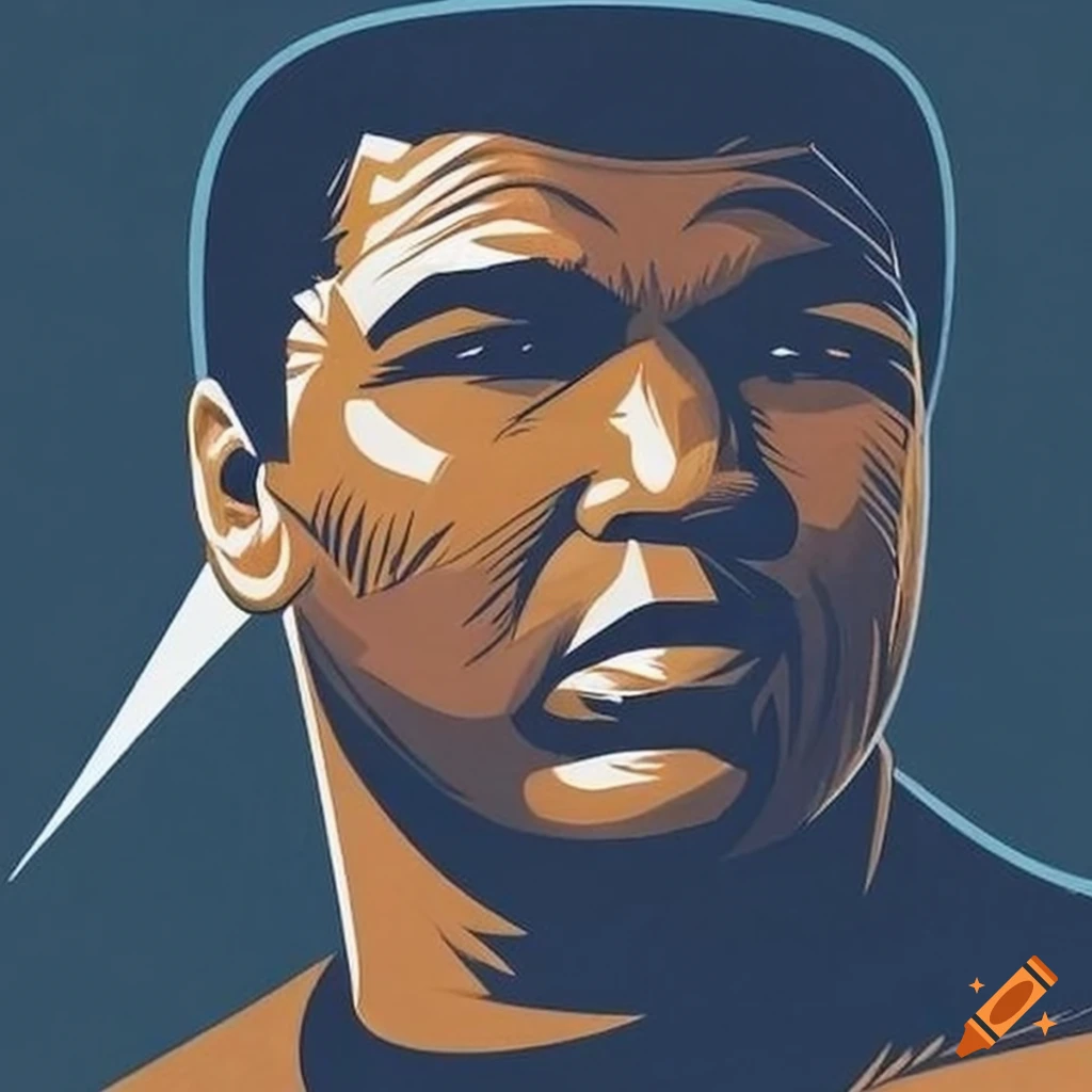 Intense boxing match featuring muhammad ali in woodcutting art style on ...