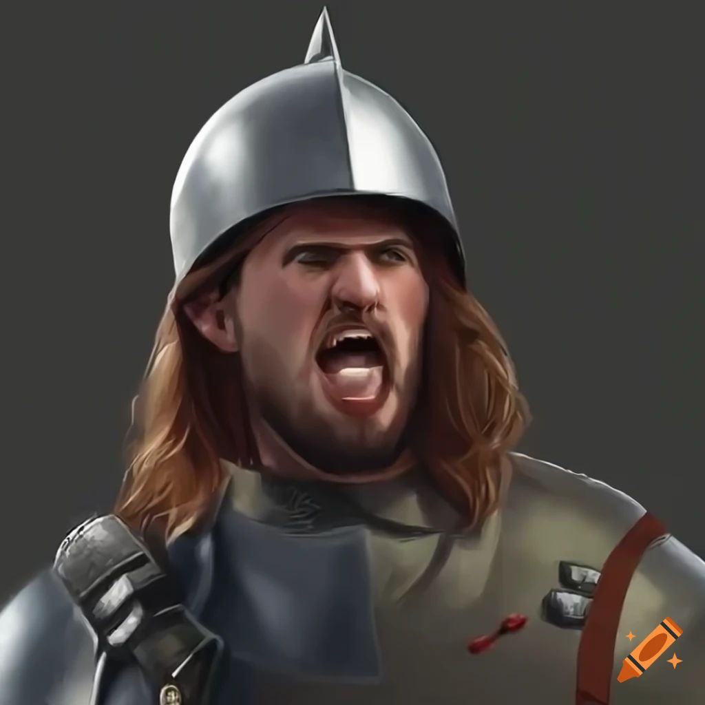 Yelling medieval soldier on Craiyon