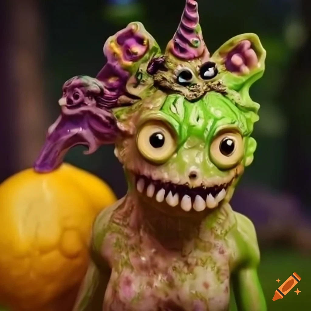 Mythical creatures and mutant omega mart lemon fruit monster in a ...
