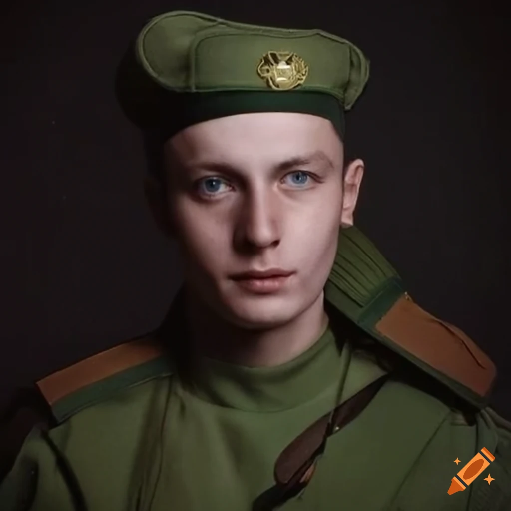 Russian Soldier In Uniform With A Serious Expression On Craiyon