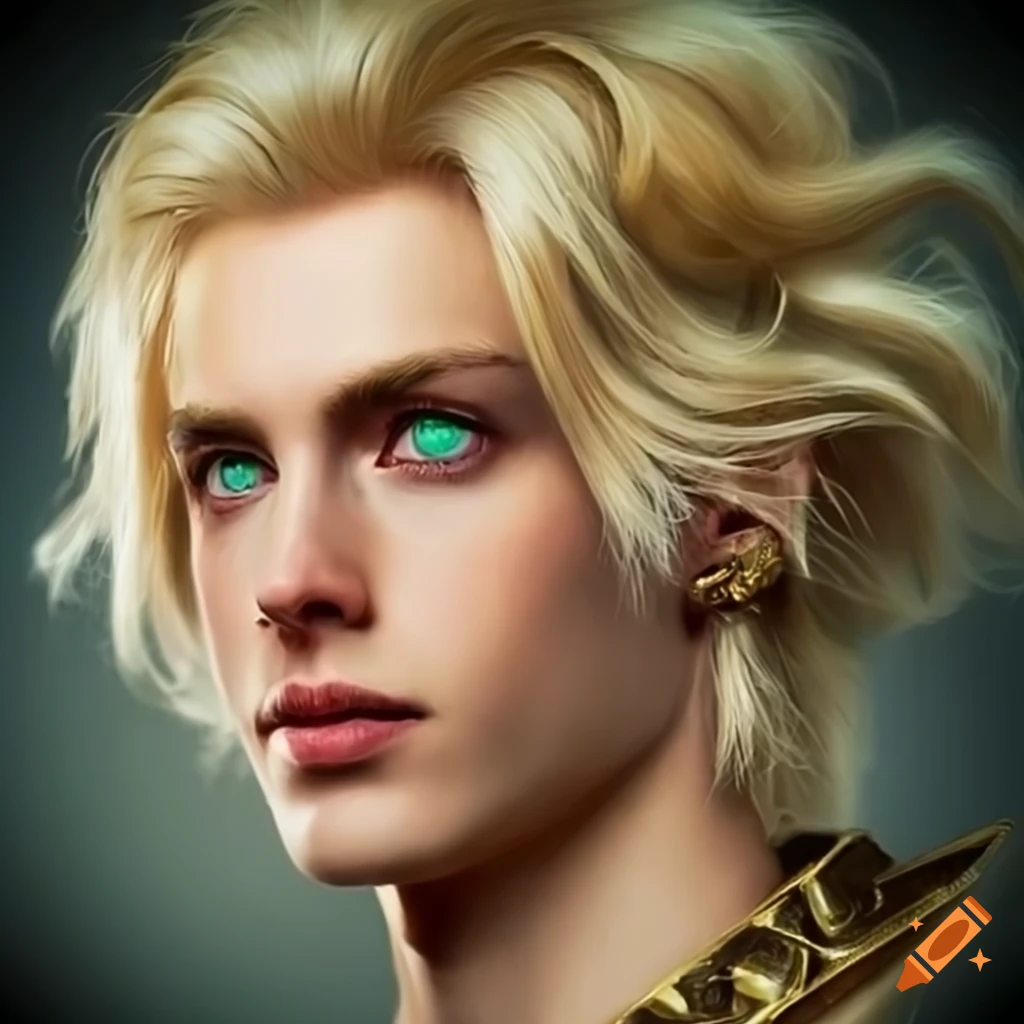 Male High Elf Bard With Noble Appearance Blonde Hair And Green Eyes