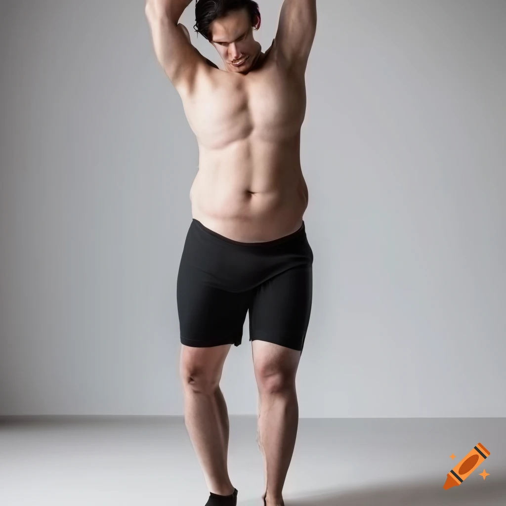 Man with medium upper body and slender legs on Craiyon