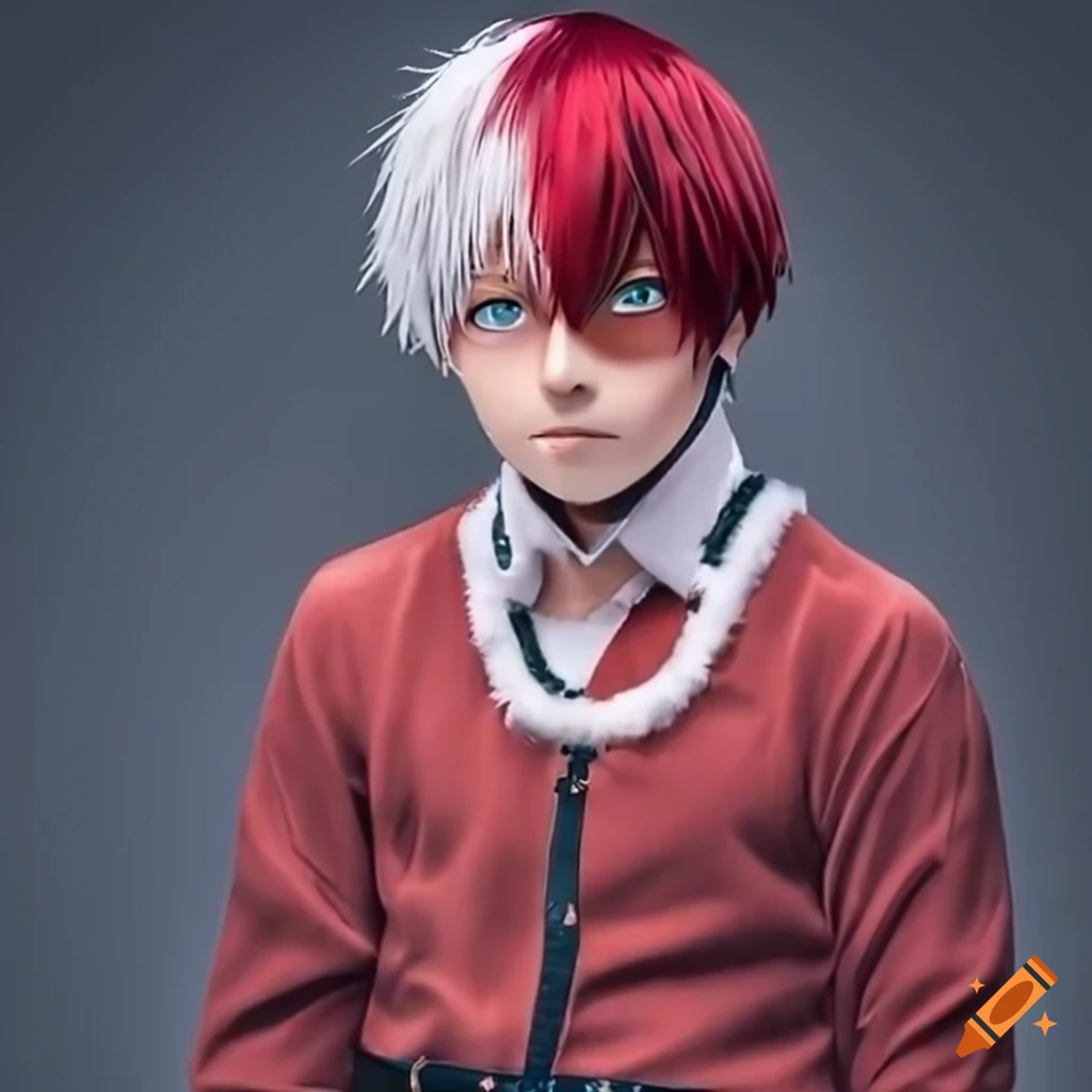 Todoroki shoto dressed as santa claus on Craiyon