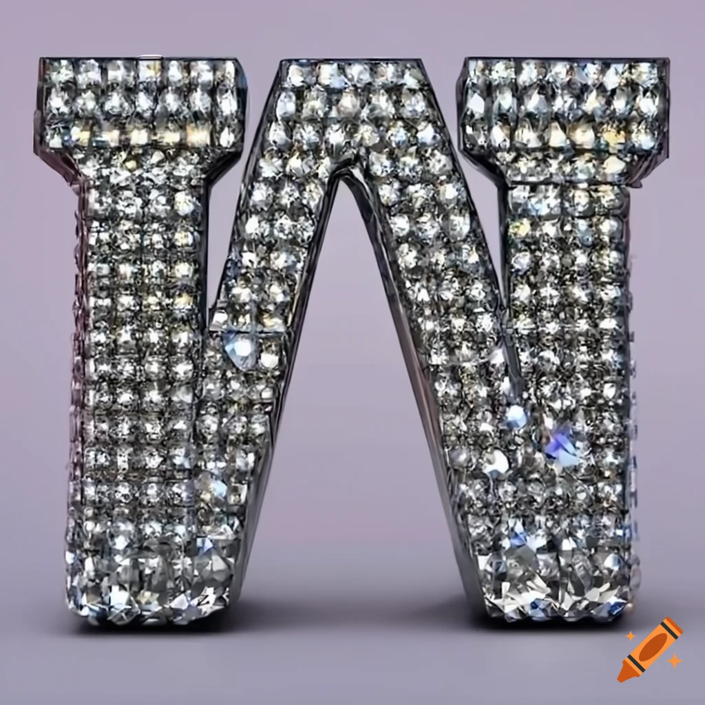 3d render of the letter w in vvs diamond font on Craiyon