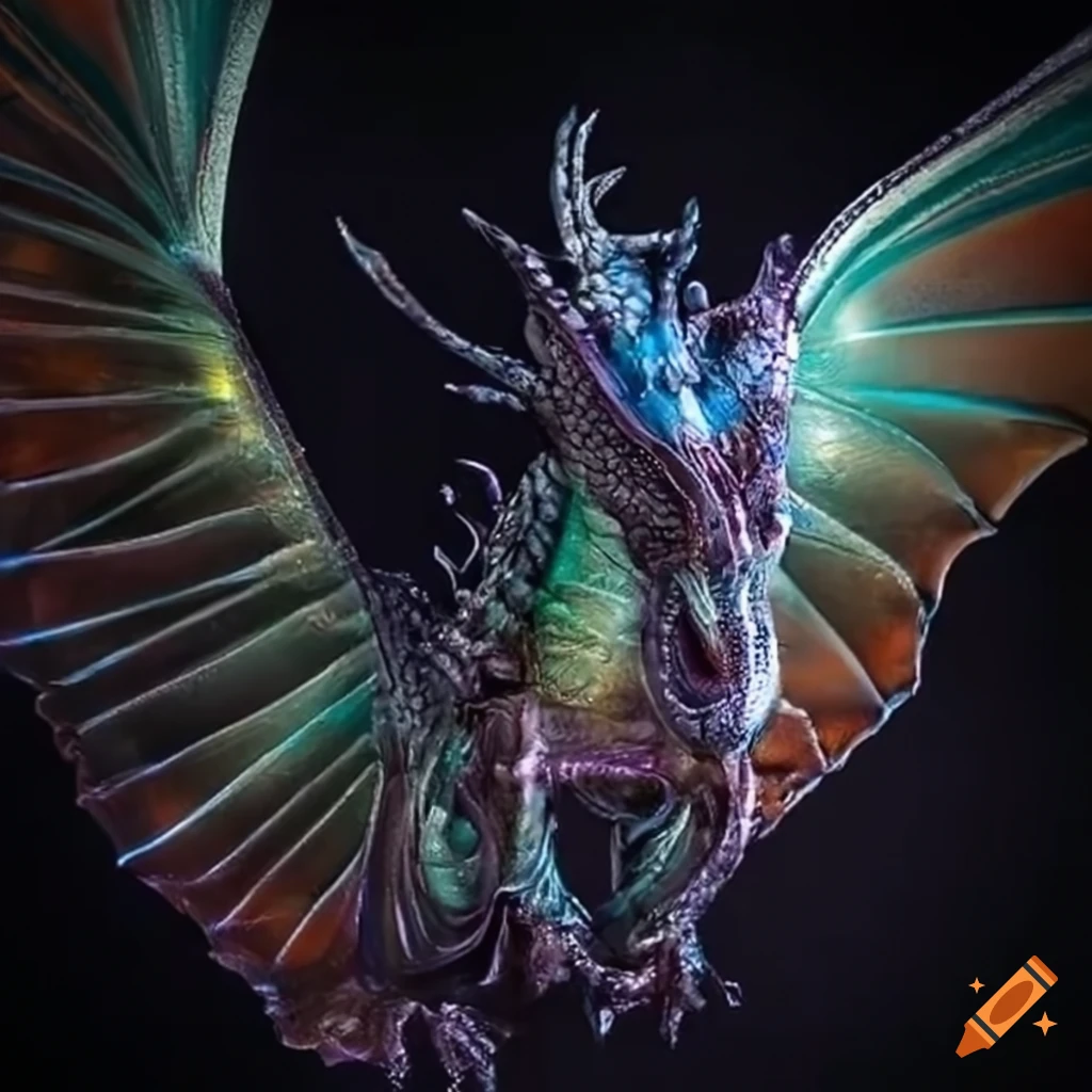 Shiny dragon sparkling in the light on Craiyon