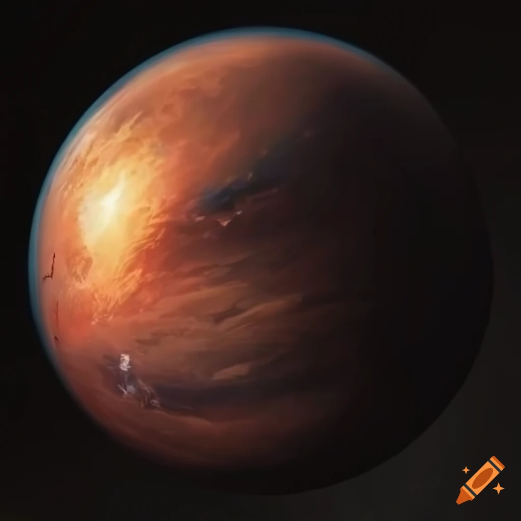 Gas giant planet in a science fiction futuristic setting on Craiyon