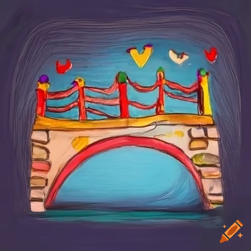 Child's drawing of a kindness bridge on Craiyon