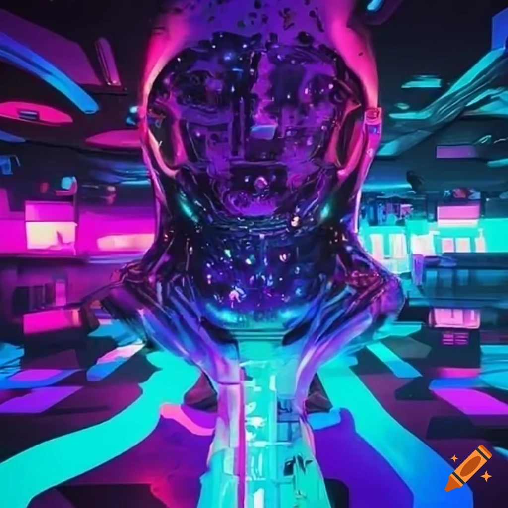 Futuristic rave party in a space age setting on Craiyon