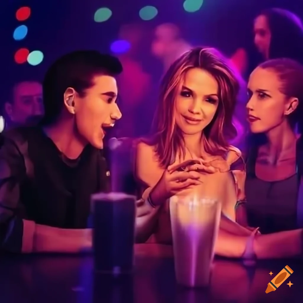 Two people meeting in a nightclub on Craiyon