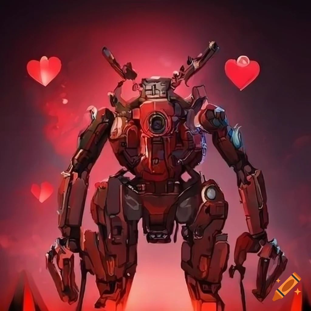 Stunning high definition details of a valentine mech on Craiyon
