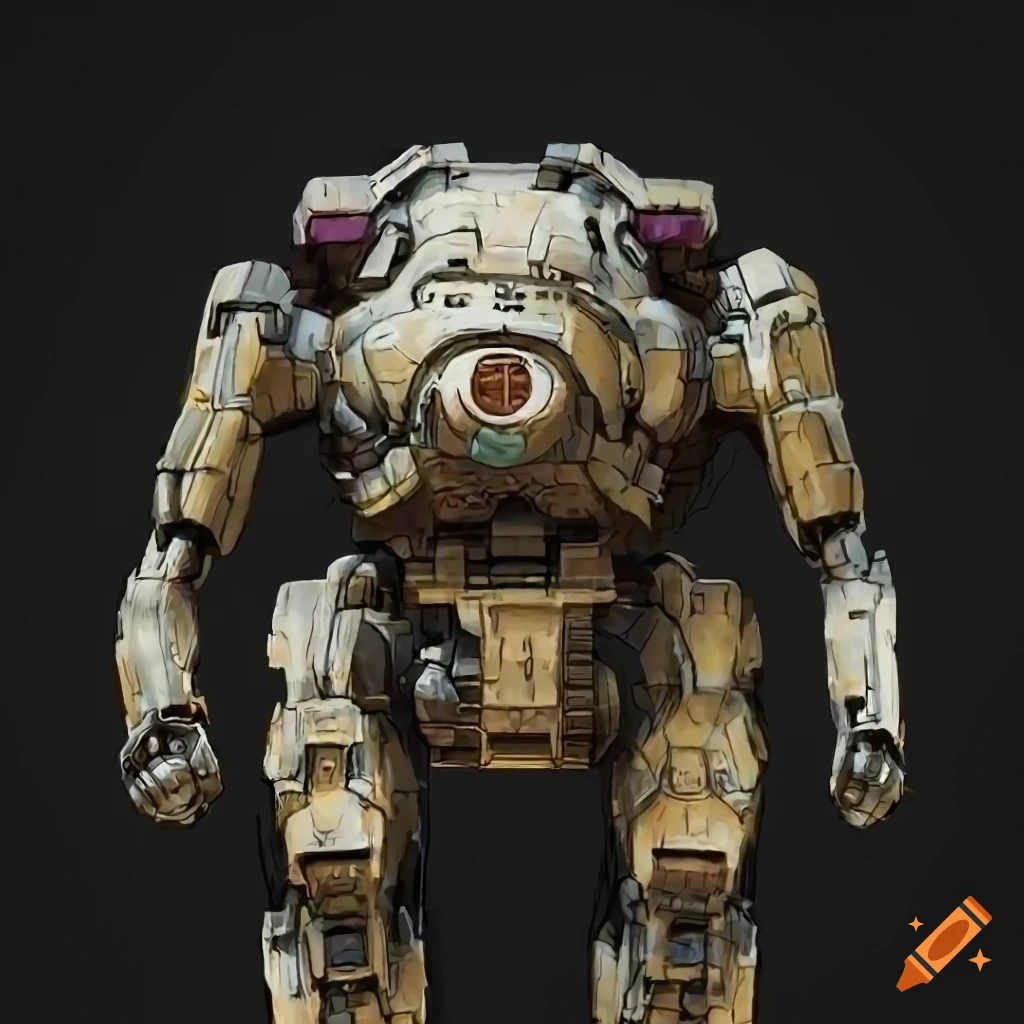 Cel-shaded mech with intricate layering and sharp back lighting on a ...
