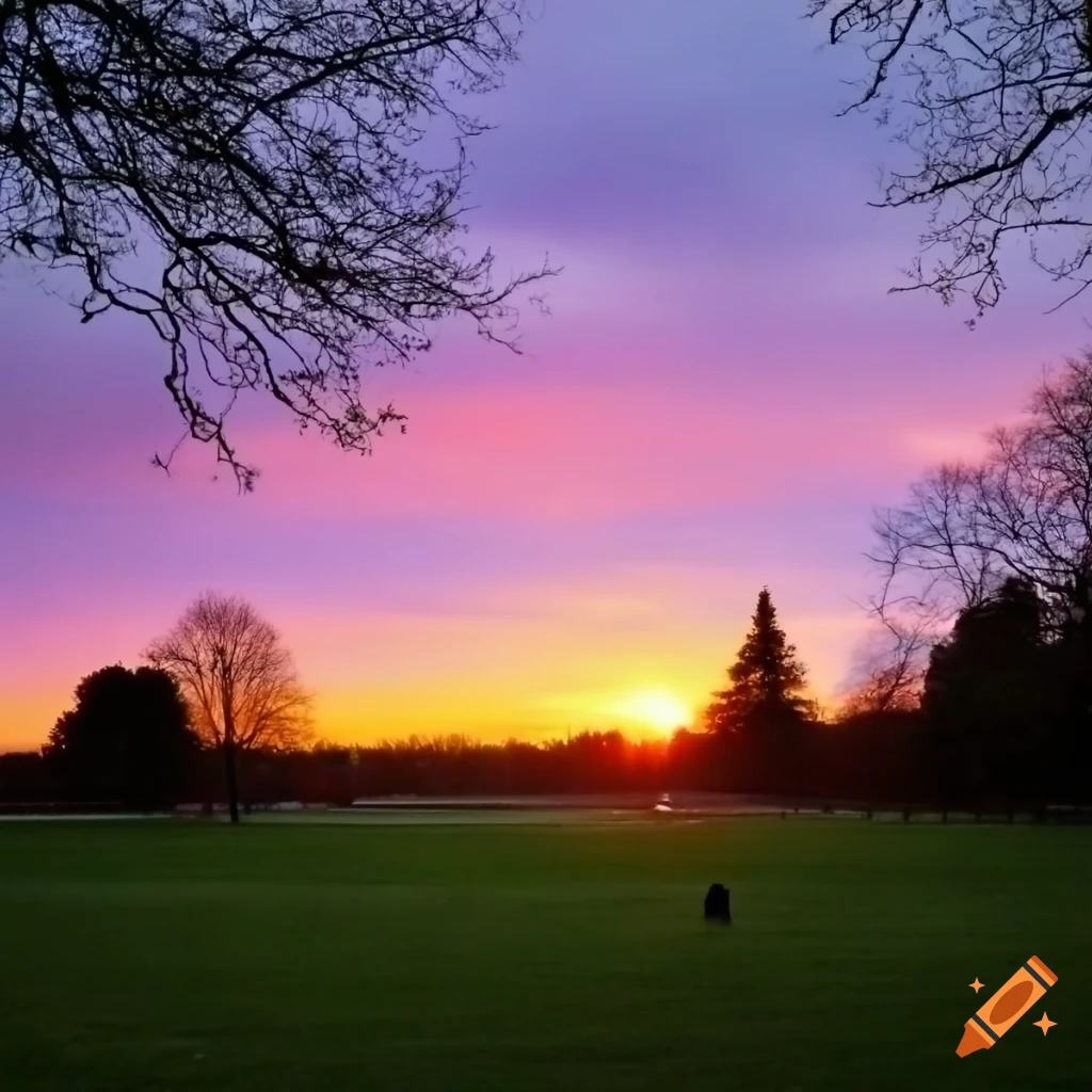 Sunset at knighton park in leicester, england on Craiyon