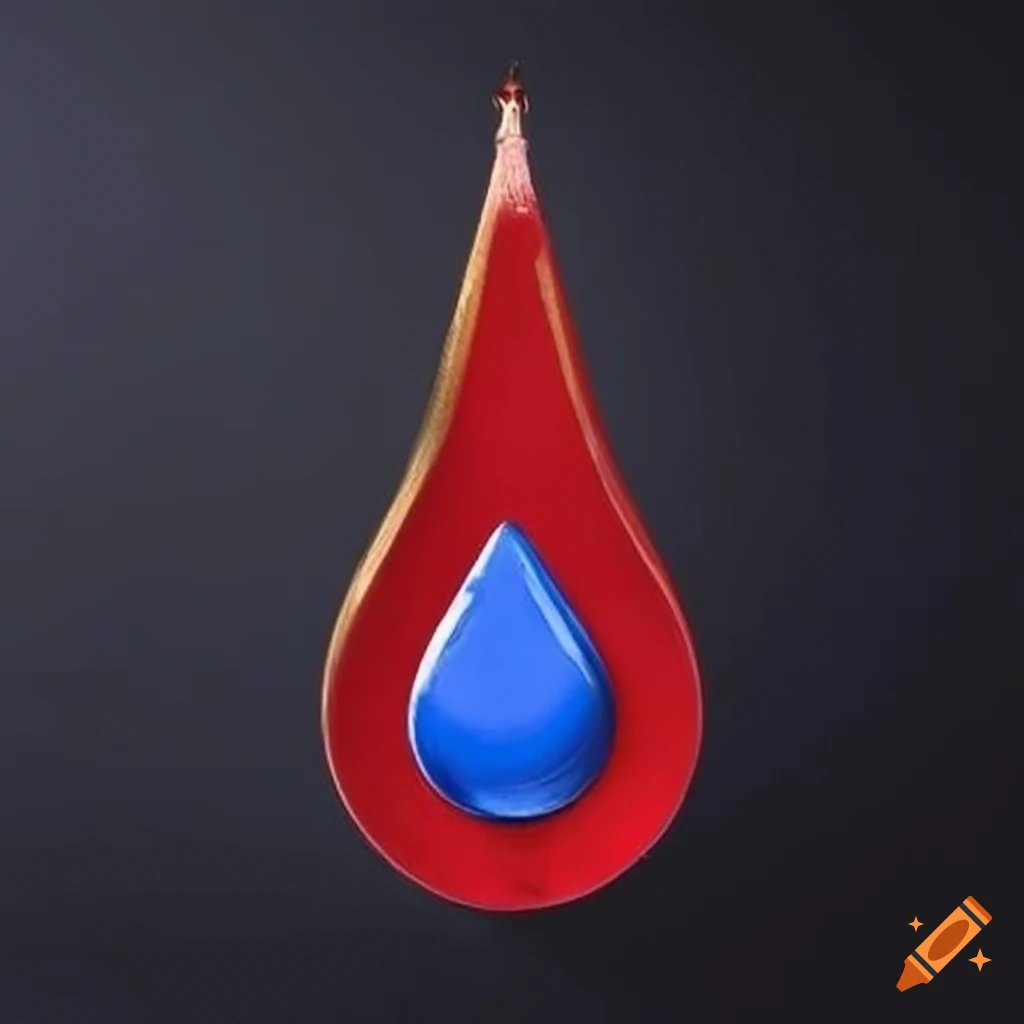 Symbol with stylized drop of blood in royal blue representing royal ...