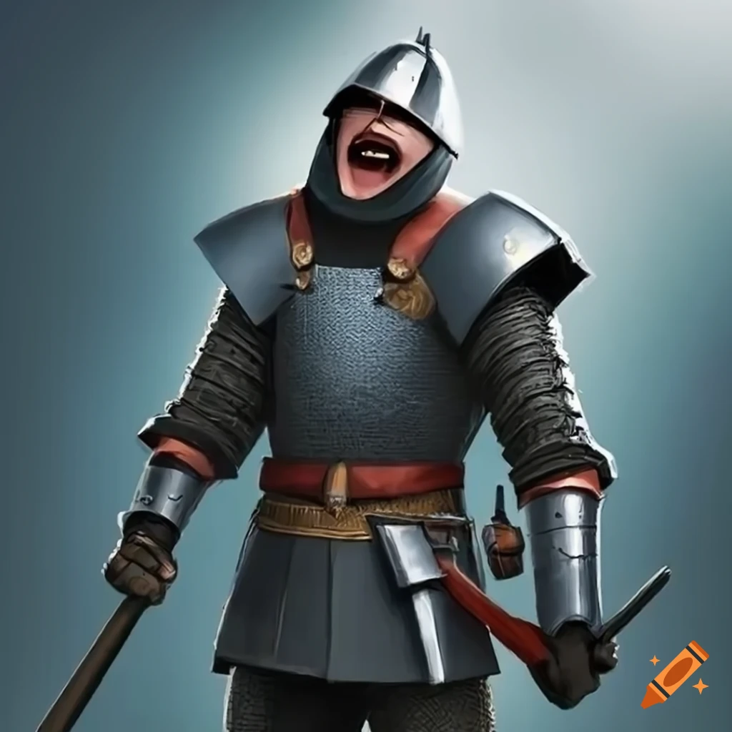 Yelling medieval soldier on Craiyon