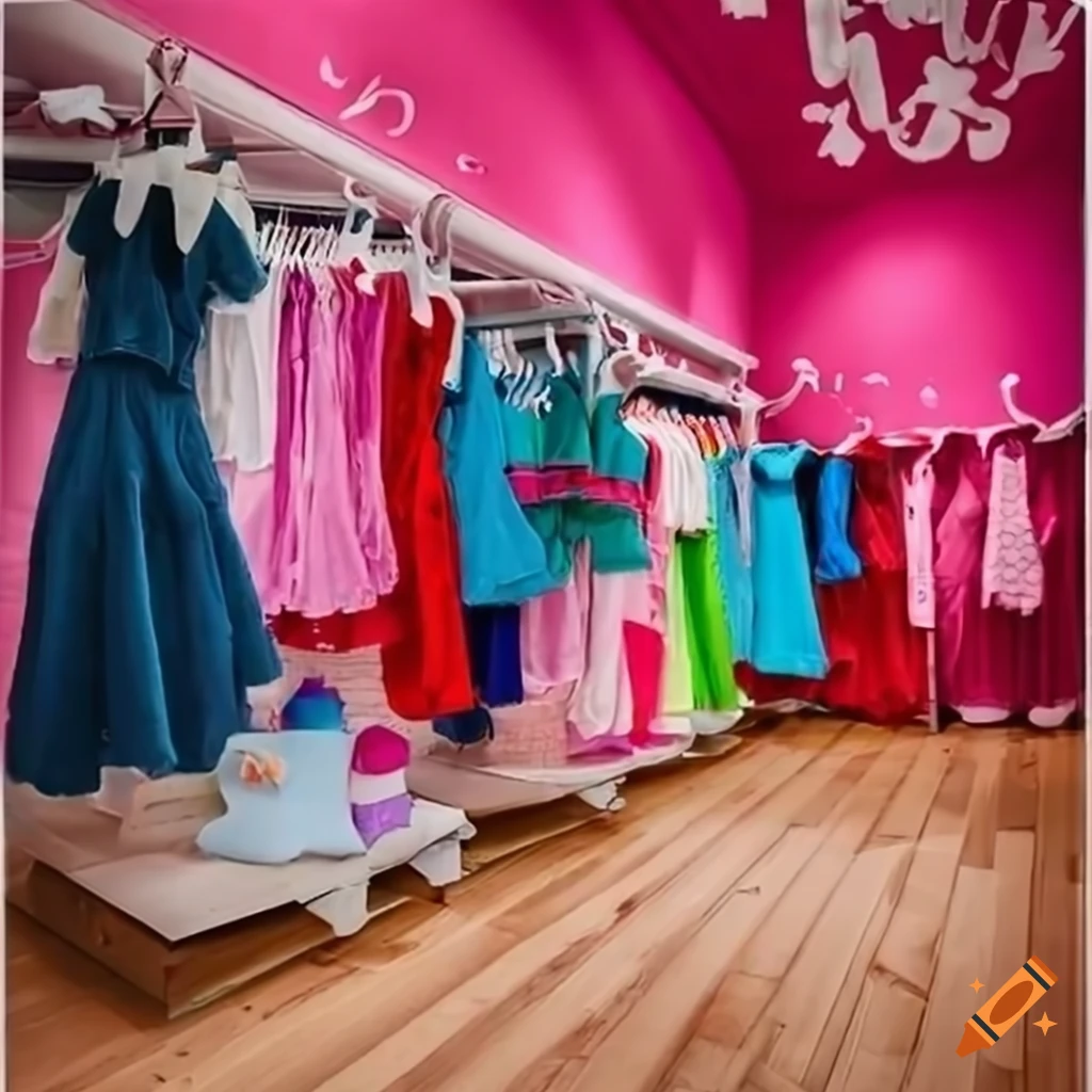 Clothing store with colorful toddler clothes on Craiyon