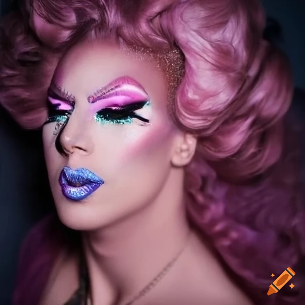 Vibrant close-up of a drag queen's closed eyes on Craiyon