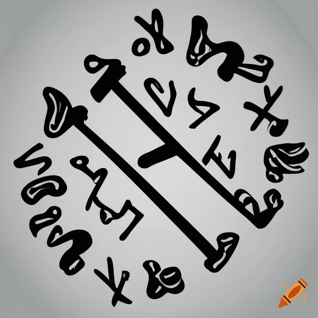 Flowing rune symbols on a white background on Craiyon