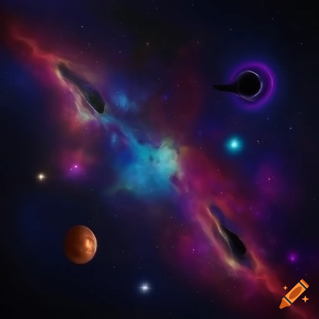 Cosmic realm with mesmerizing black hole and shimmering stars on Craiyon