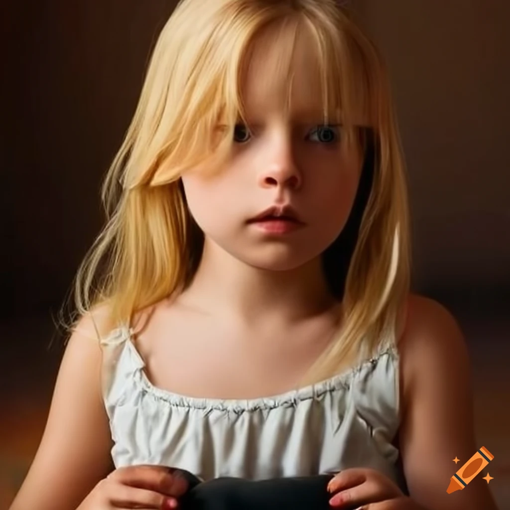 Blond Girl Sitting On Craiyon