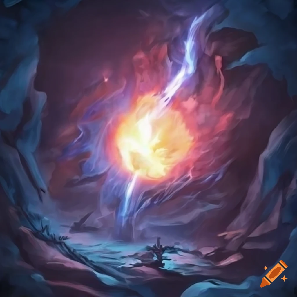 Frostfire ball falling from the sky with explosive magical impact on ...