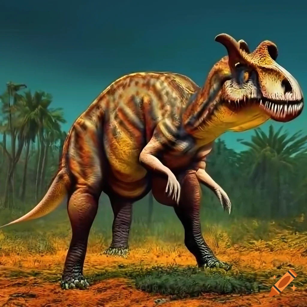 Hadrosaurus dinosaur with wild boar piglet-like color pattern and ...