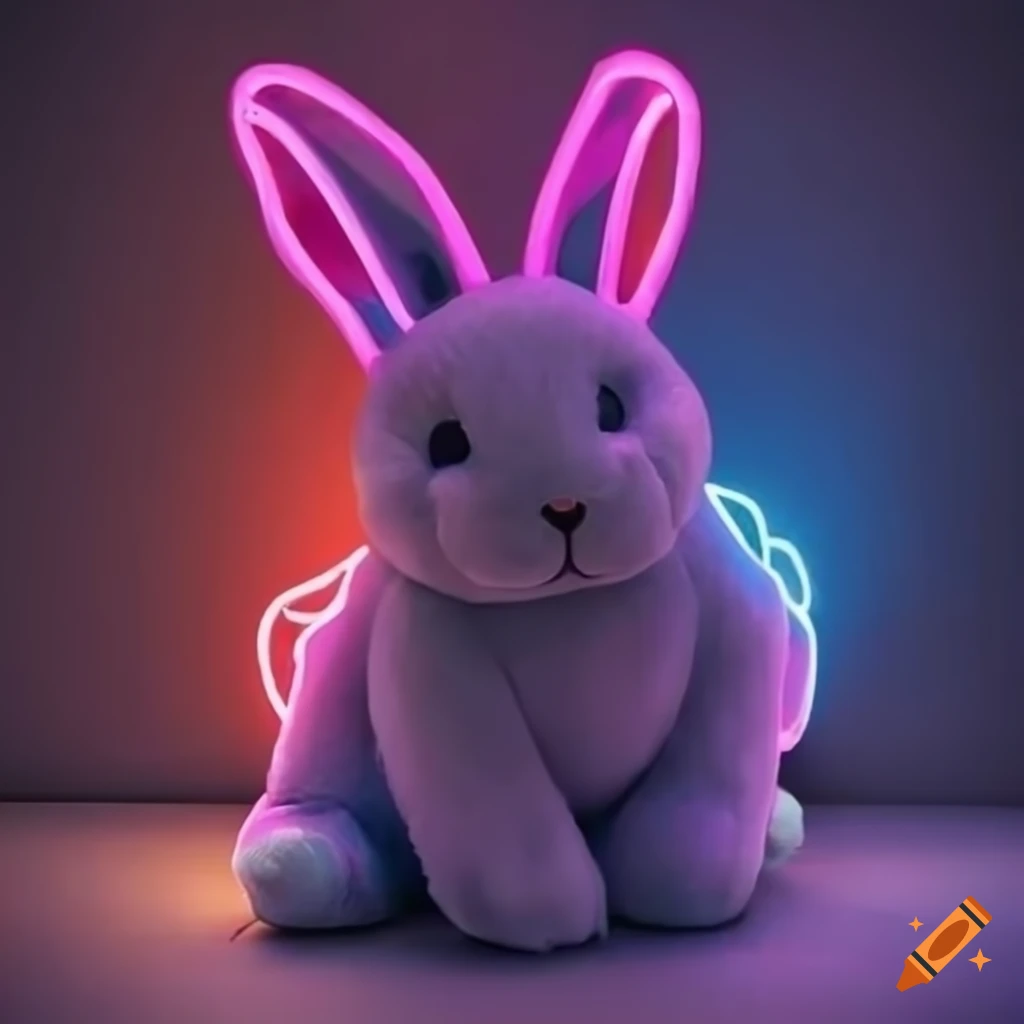 Neon art hd plush bunny on Craiyon