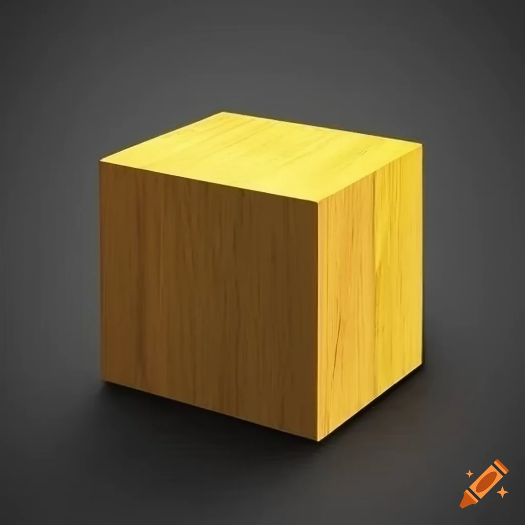 Realistic yellow wood cube on Craiyon