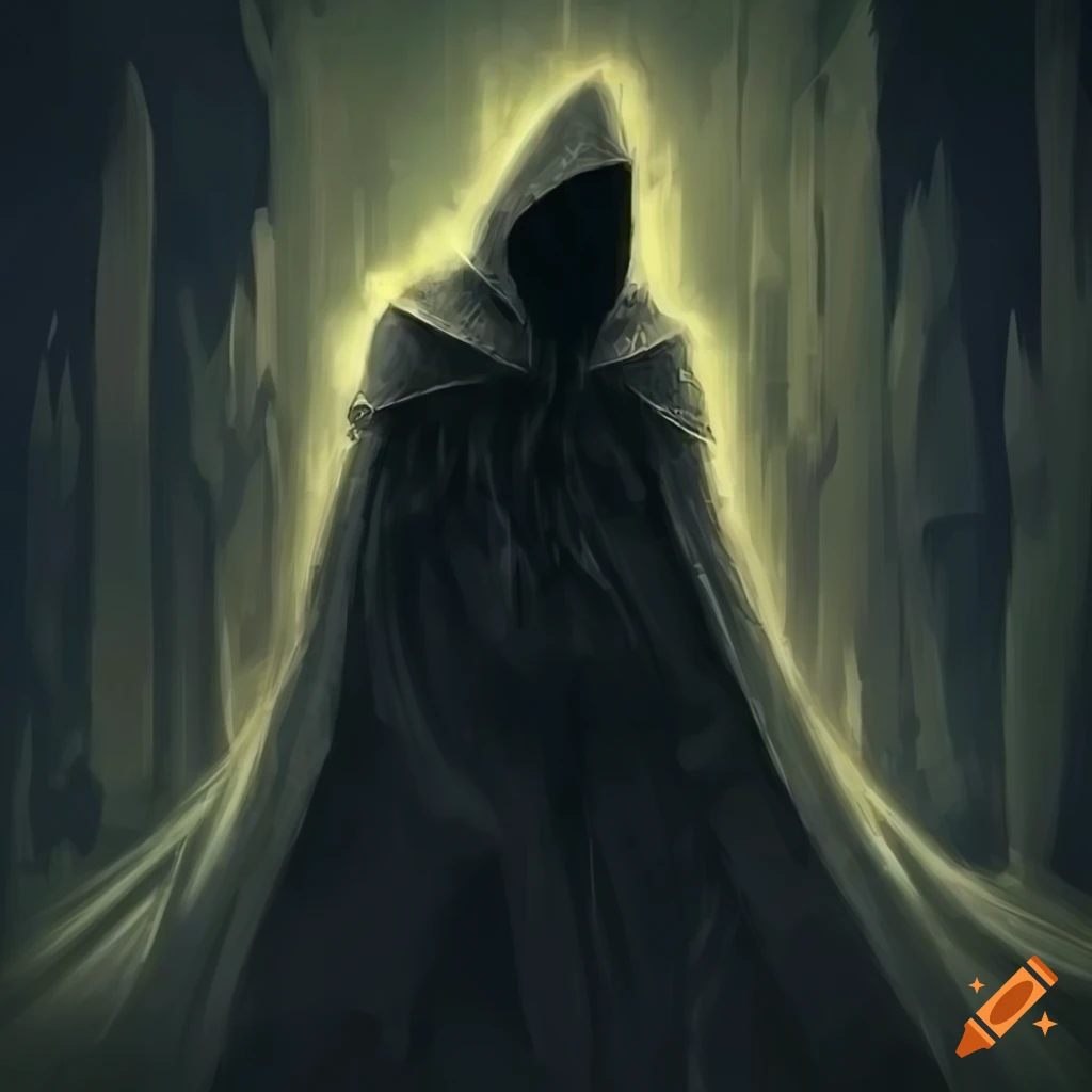 Knight cloaked in black holding a glowing ominous sword in a ...