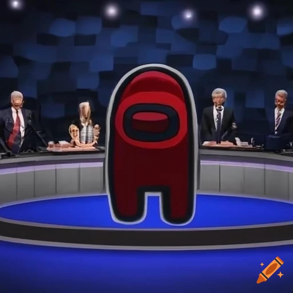 Among us character in a presidential debate with joe biden on Craiyon