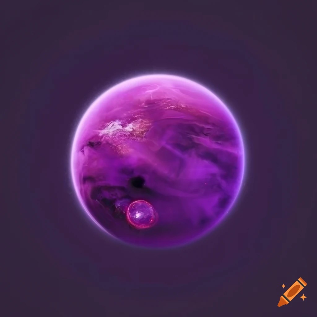 Neon pink and violet planet with rings on white background on Craiyon