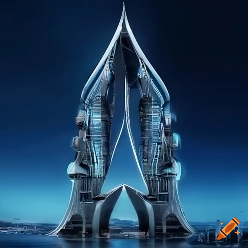 Futuristic skyscraper with exoskeleton design on Craiyon