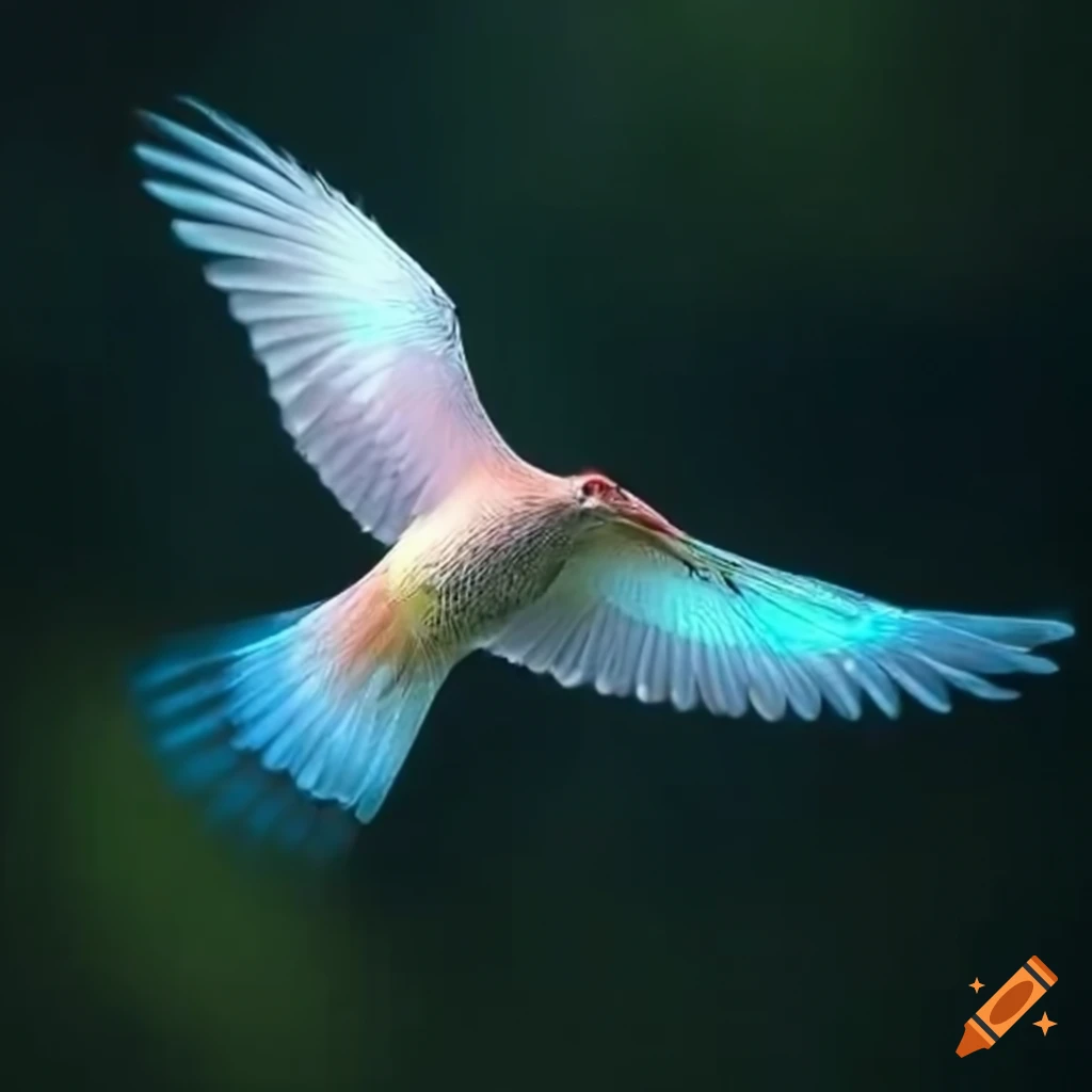 Oiseaux with translucent wings creating luminous patterns on their ...