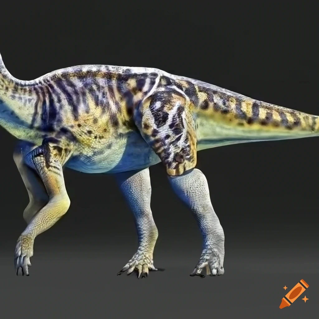 Colorful Hadrosaurus dinosaur with intricate lizard-like pattern and ...
