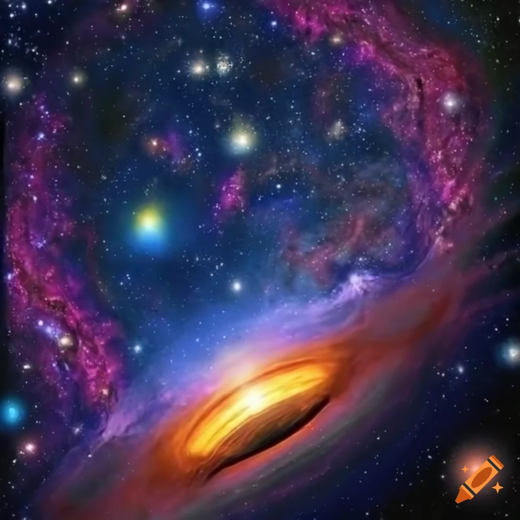 Cosmic realm with mesmerizing black hole and shimmering stars on Craiyon