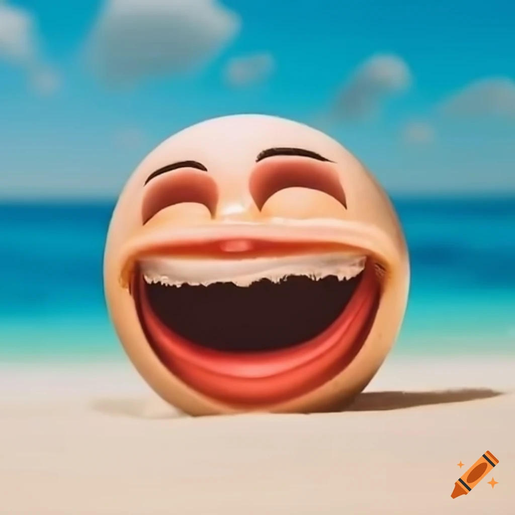 White sand beach with a laughing atmosphere on Craiyon