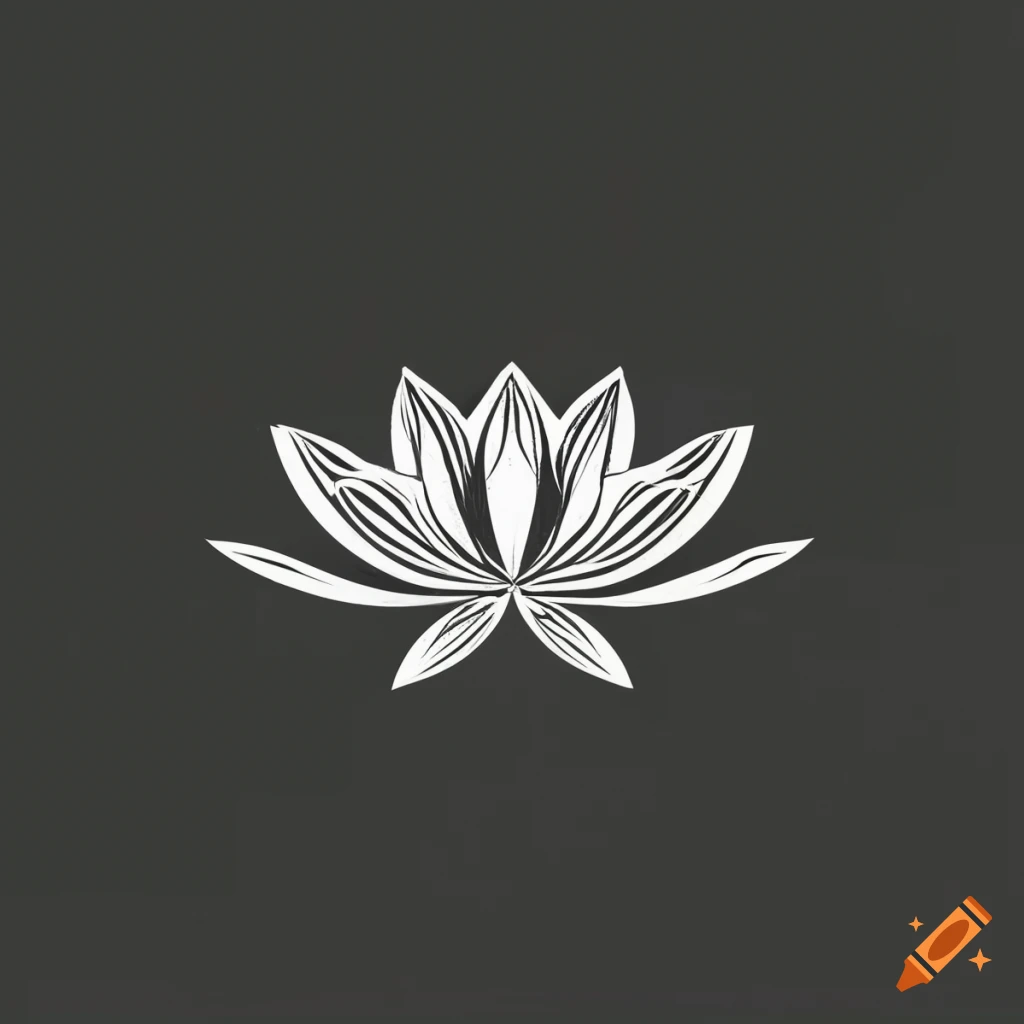 Elegant black and white lotus flower logo design on Craiyon