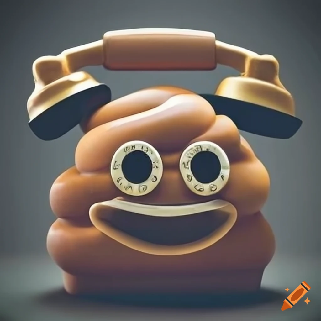 Smiley poop next to an old telephone on Craiyon