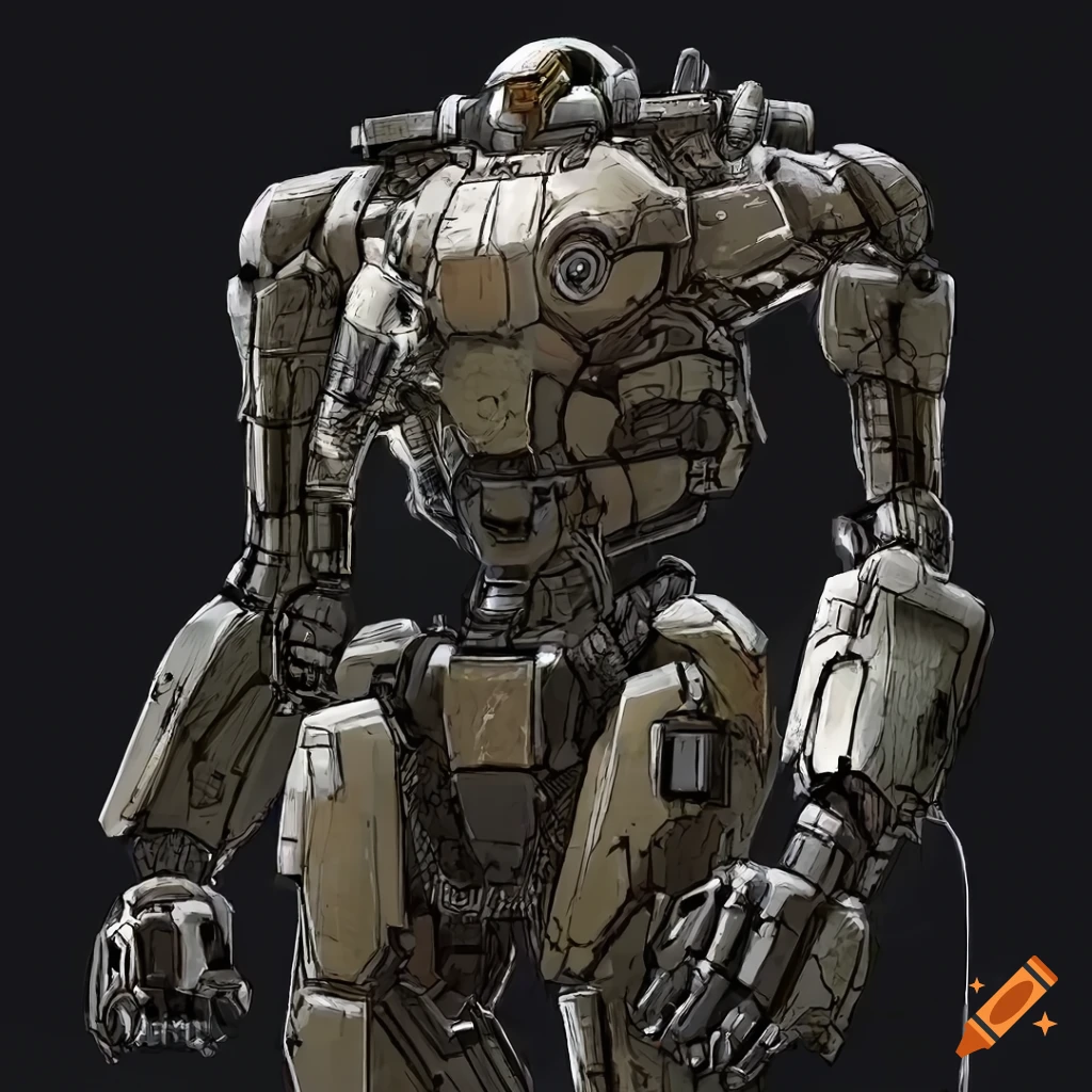 Cel-shaded metal gear styled mech with stunning high definition and intricate layering on Craiyon