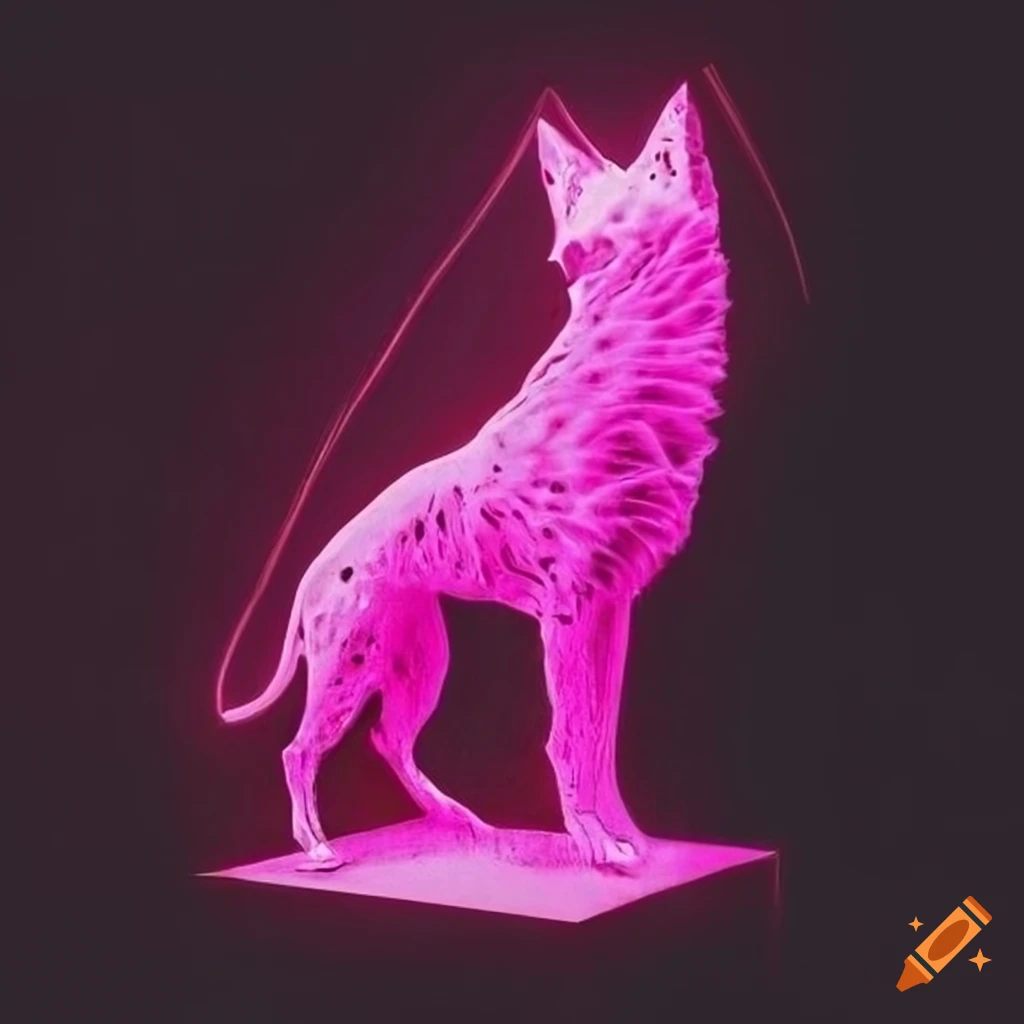 Max ernst neon magenta wolf inside a yellow neon triangle on black ...