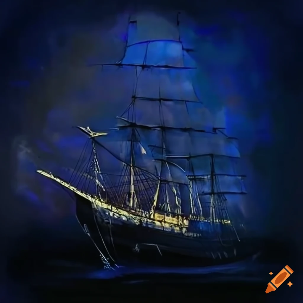 Clipper ship at night with the number 24 on Craiyon