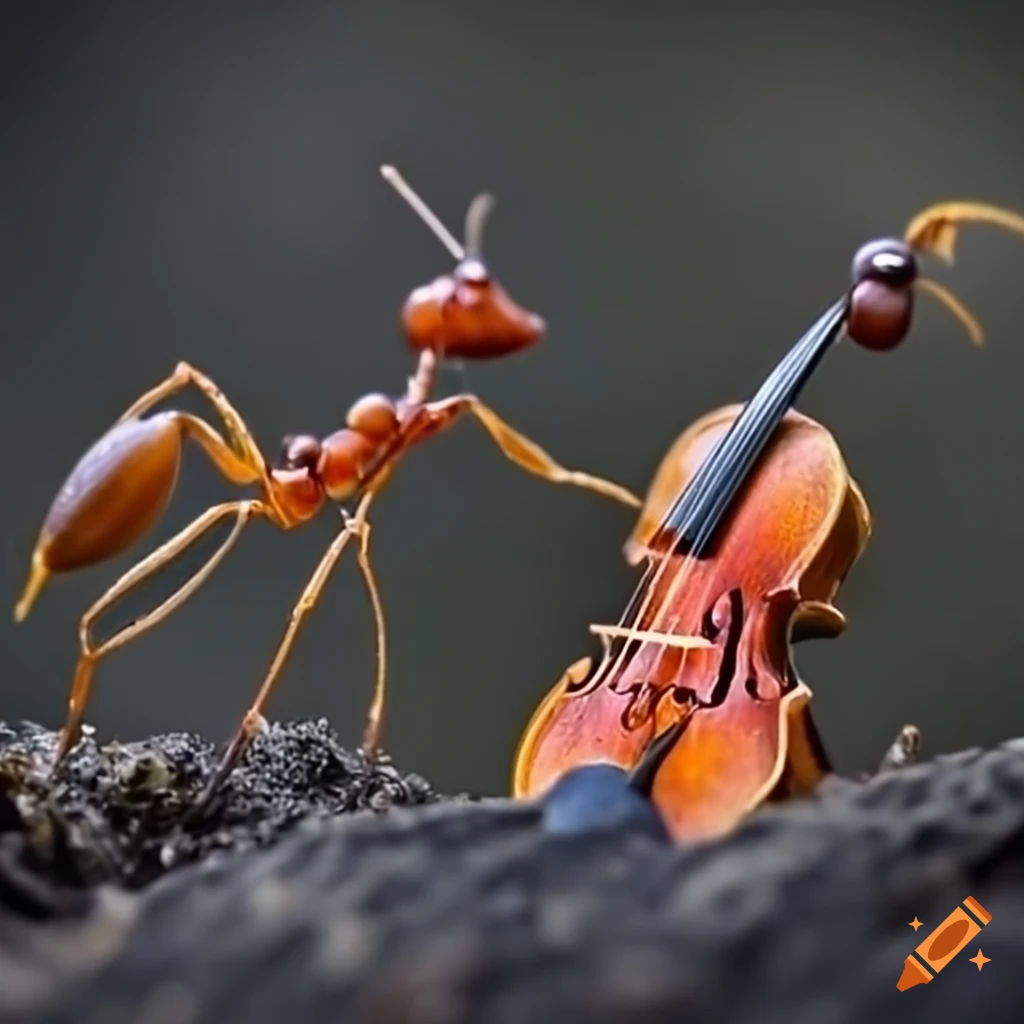 Ants playing violins on Craiyon