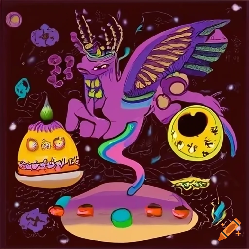 Mythical creatures and mutant omega mart lemon fruit monster in a ...