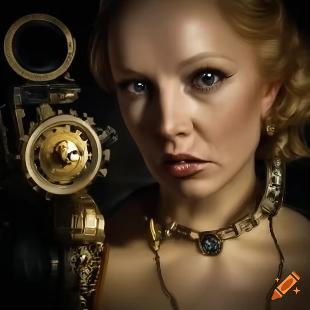 Clockwork lady in a sci-fi world on Craiyon