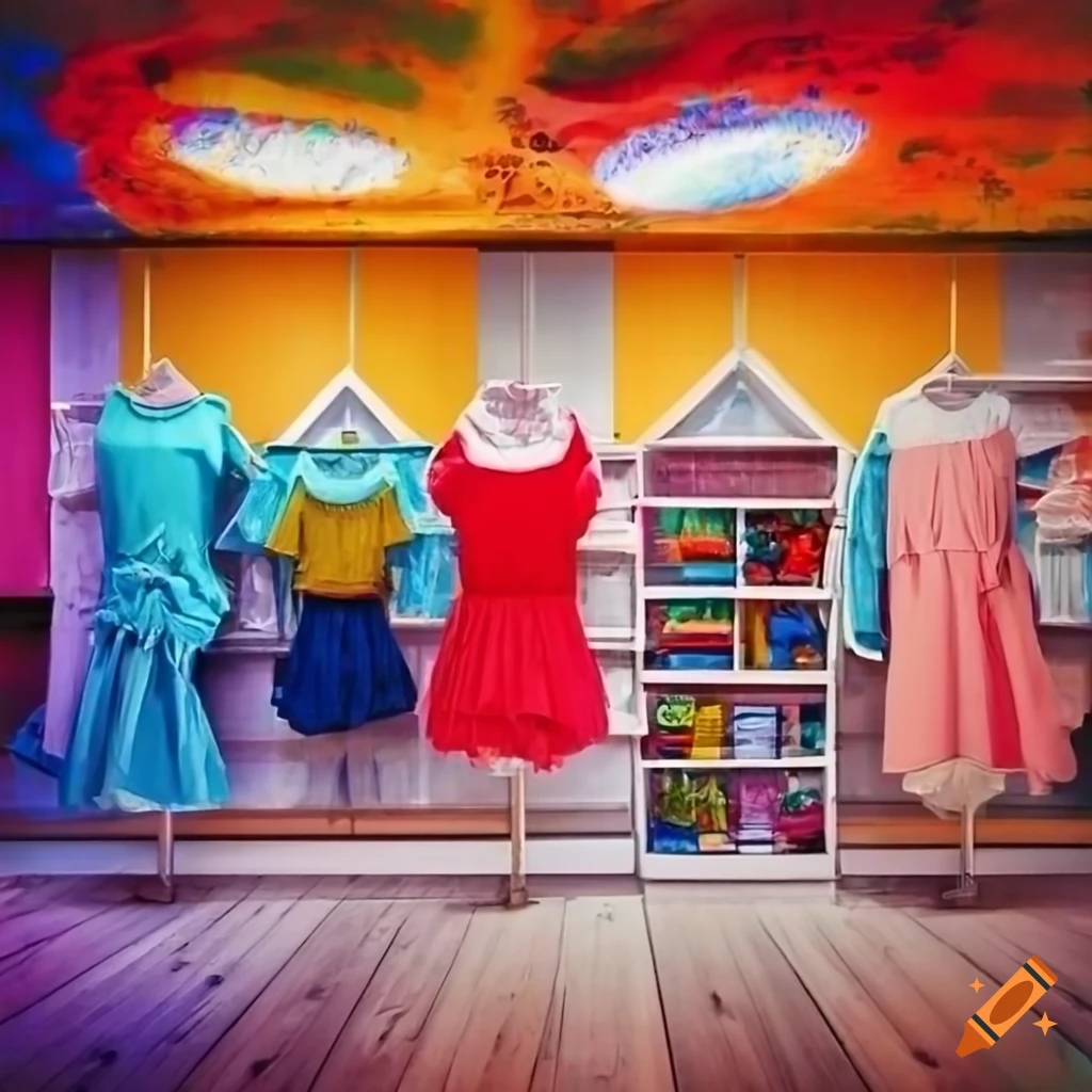 Vivid and colorful kids clothing store on Craiyon