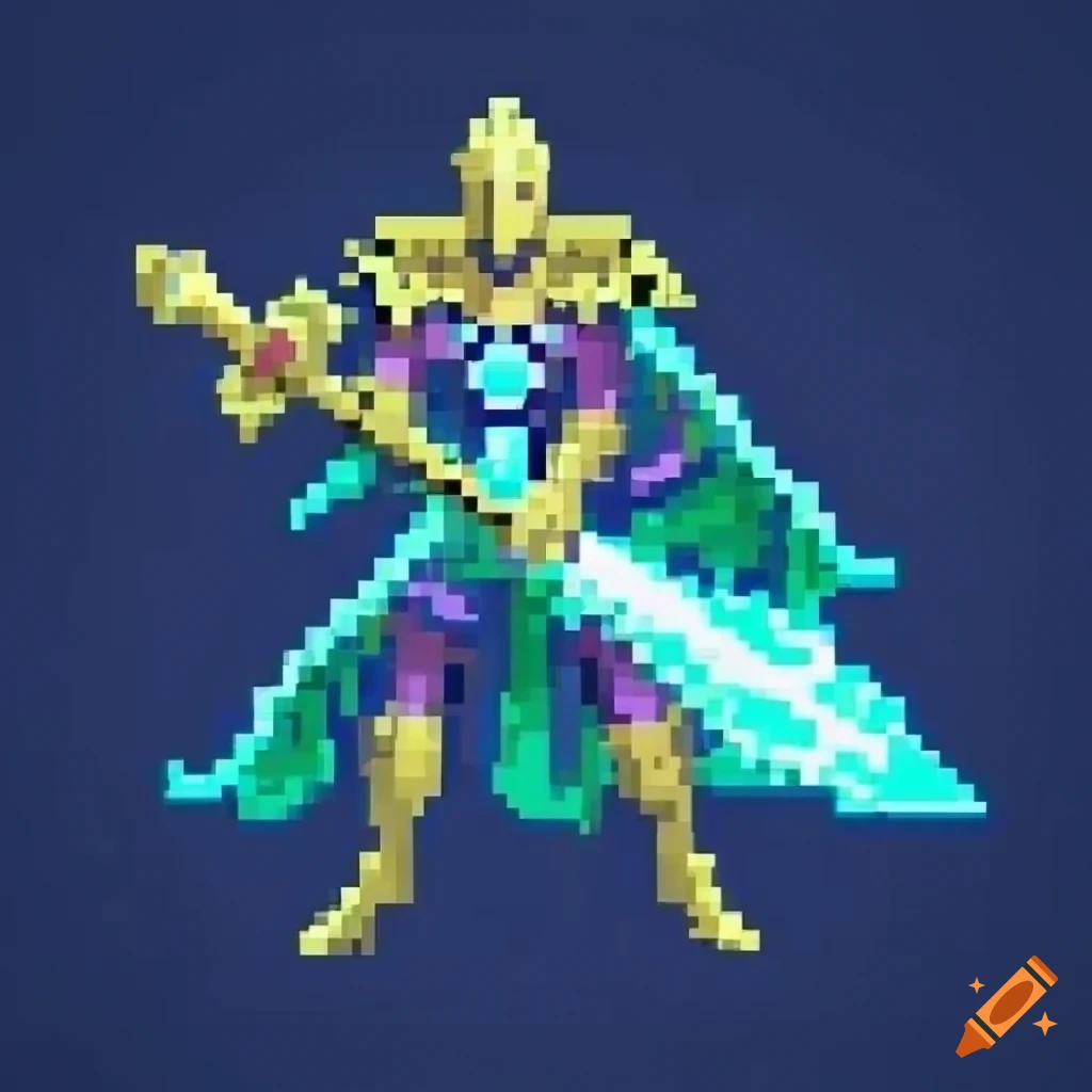 Magical glowing excalibur pixel art on Craiyon