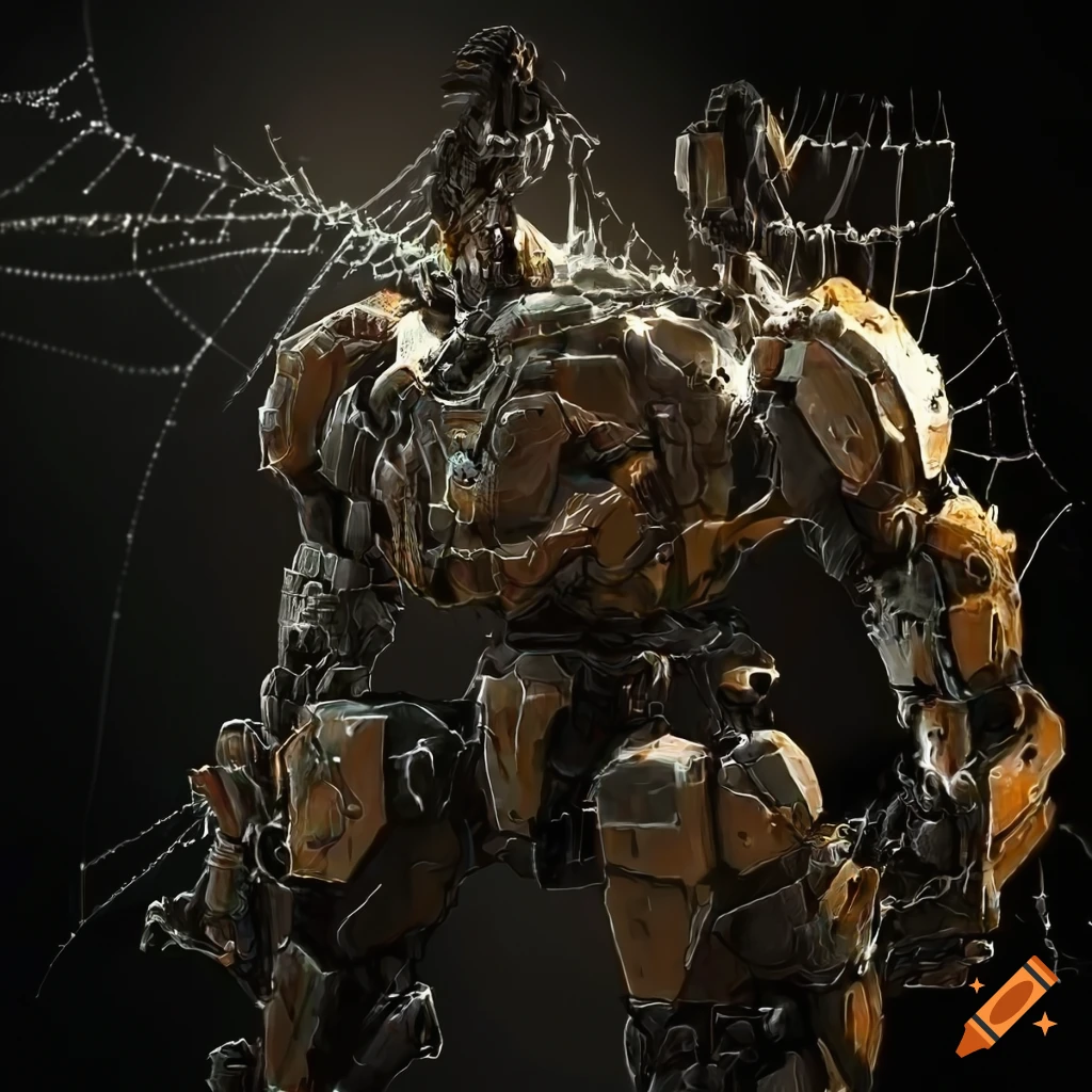 High definition intricate mech art on black background by james gurney on Craiyon