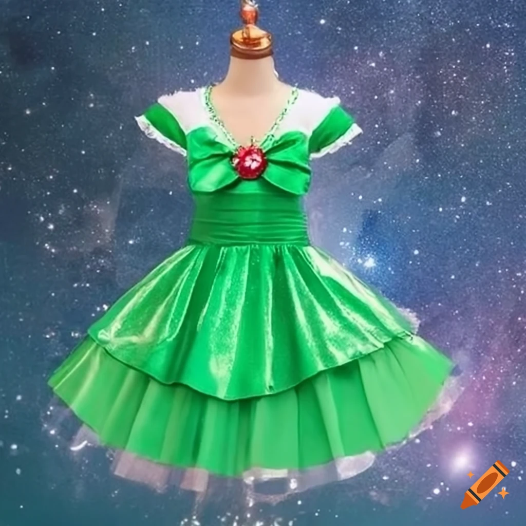 Sailor moon in a sparkling green dress on Craiyon