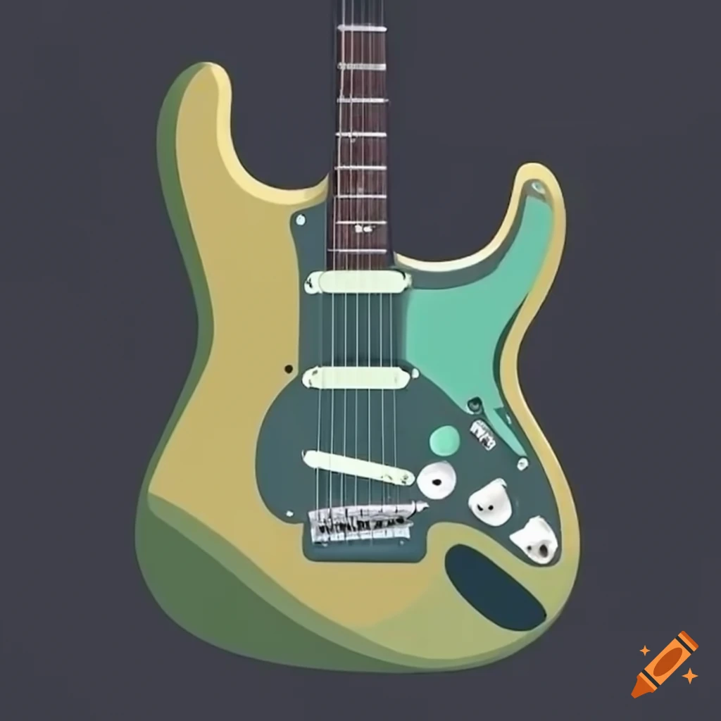 Close-up of a cartoon-style fender stratocaster guitar face detail on ...